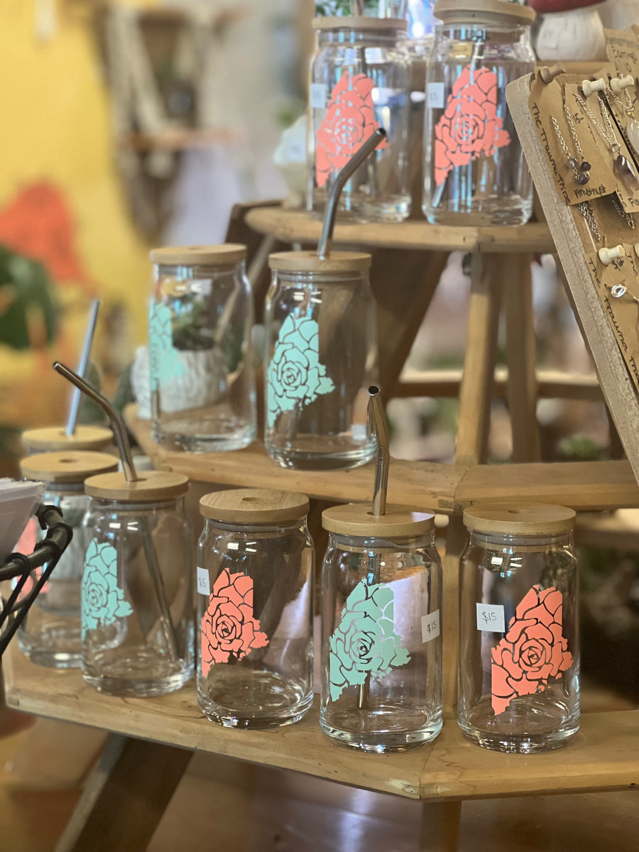 Mainely Succulents Glass Cup